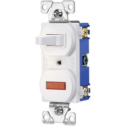 SWITCH DUPLEX 1-TOGGLE & 1 PILOT LIGHT 15A 120/277V WHITE | Guillevin