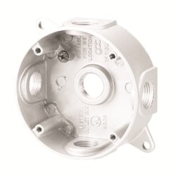 BOX ROUND ALUMINUM 4-1/8"X1-5/8" 5-HOLE 1/2" WHITE | Guillevin