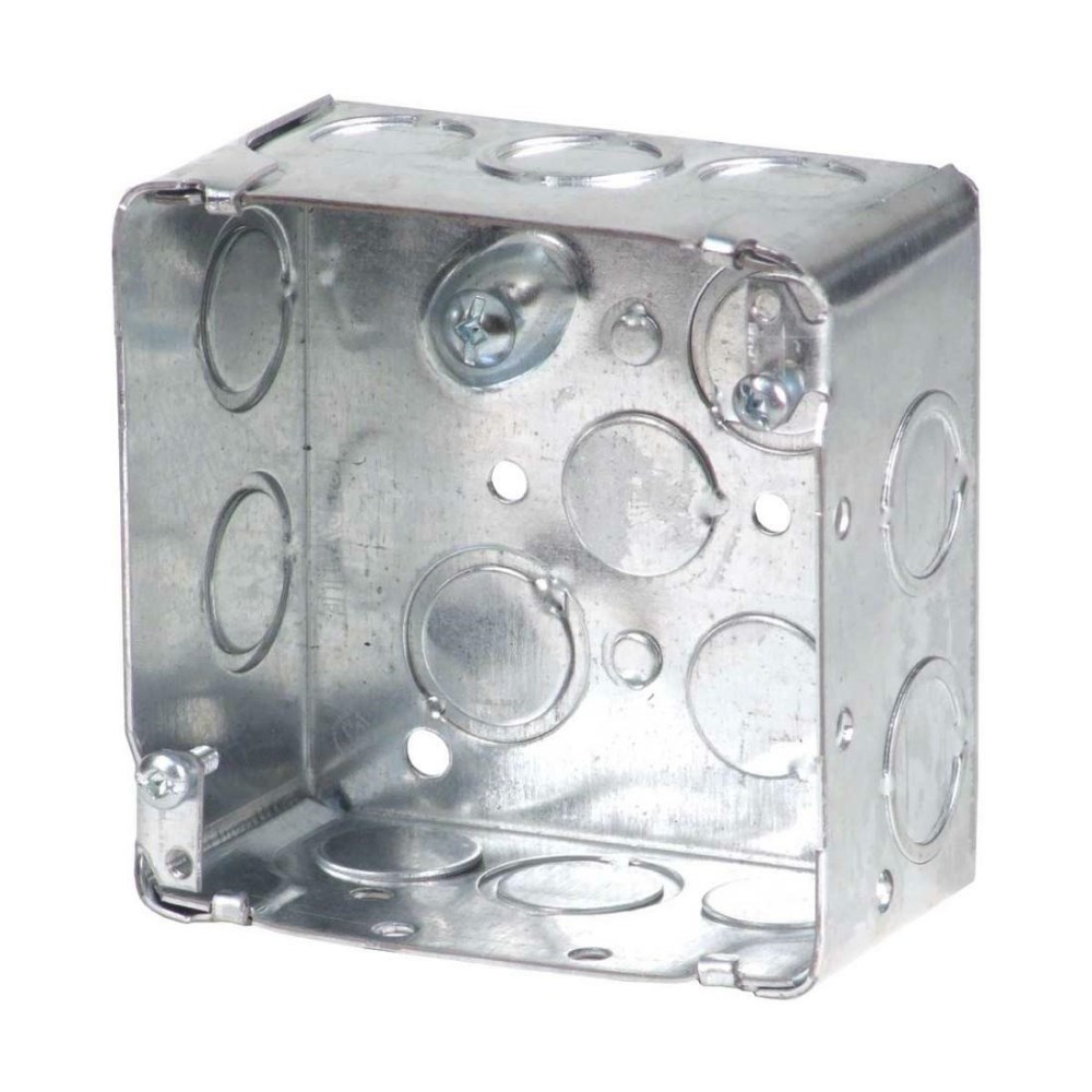 BOX METAL SQUARE 4X 4X 2-1/8"D WITH 1/2 & 3/4" KO - BOX OF 100 | Guillevin