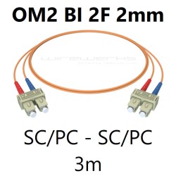 Fiber Patch Cord OM2 Duplex SC/PC to SC/PC 3 m PC-BESCCSCC003 | Guillevin